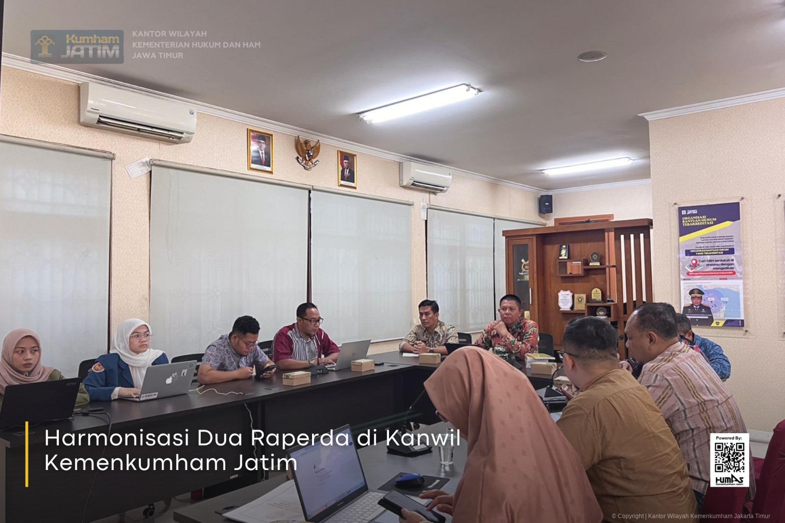 Harmonisasi Dua Raperda di Kanwil Kemenkumham Jatim